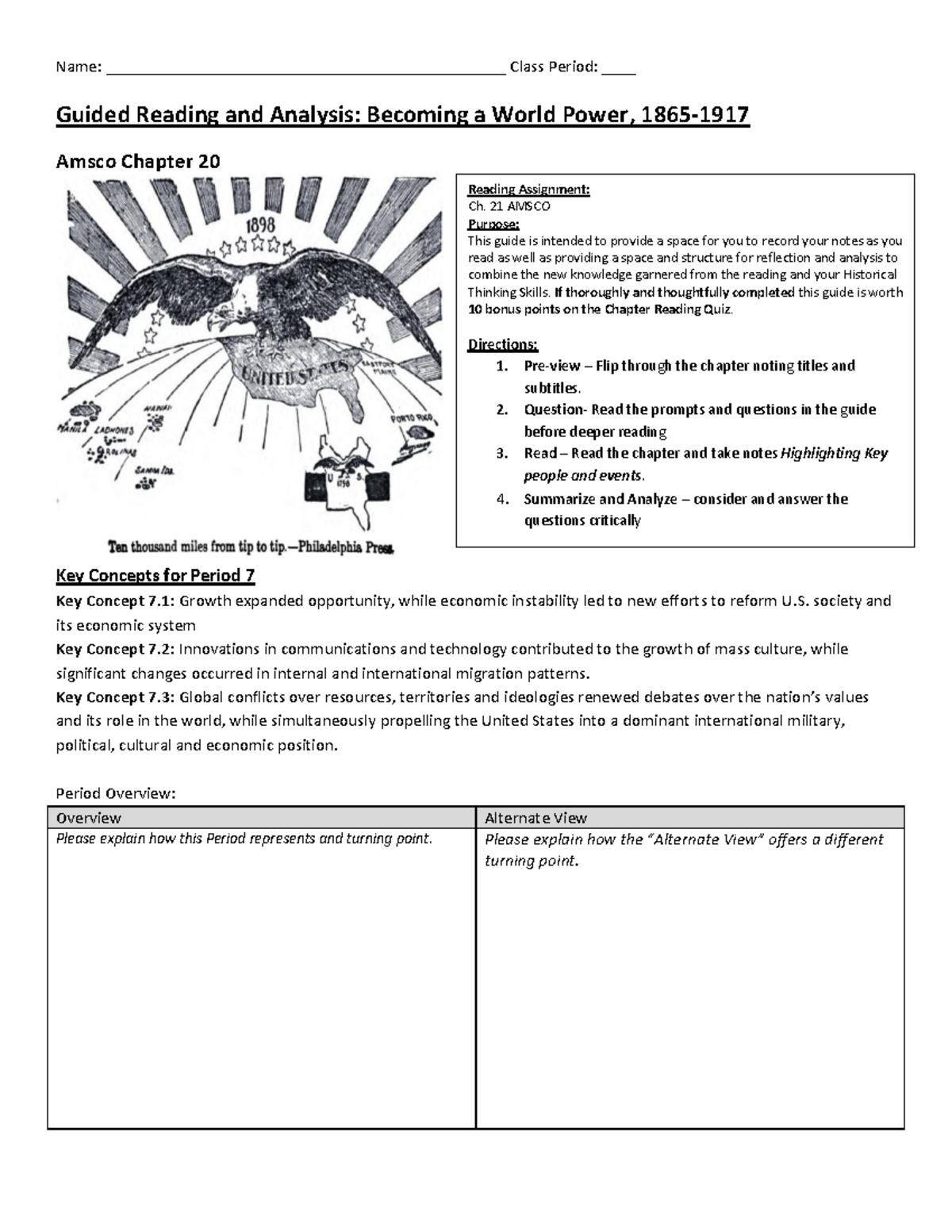 Chapter 20 reading guide amsco - Name ...