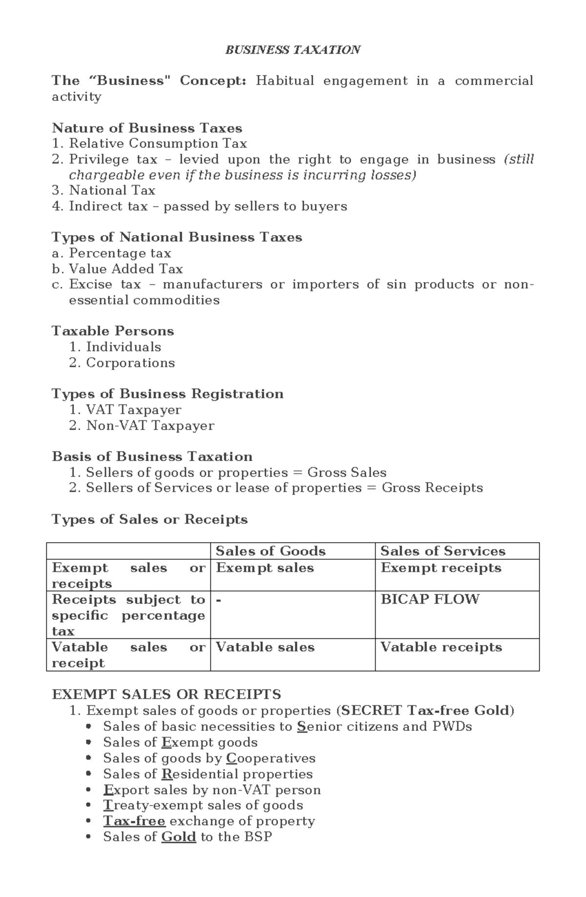 Module-Business-Taxation - BUSINESS TAXATION The “Business" Concept ...