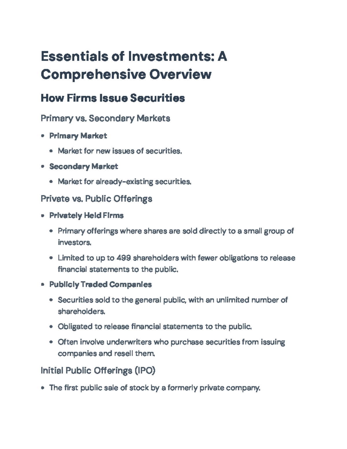Comprehensive Overview of Securities Issuance and Trading Mechanisms ...
