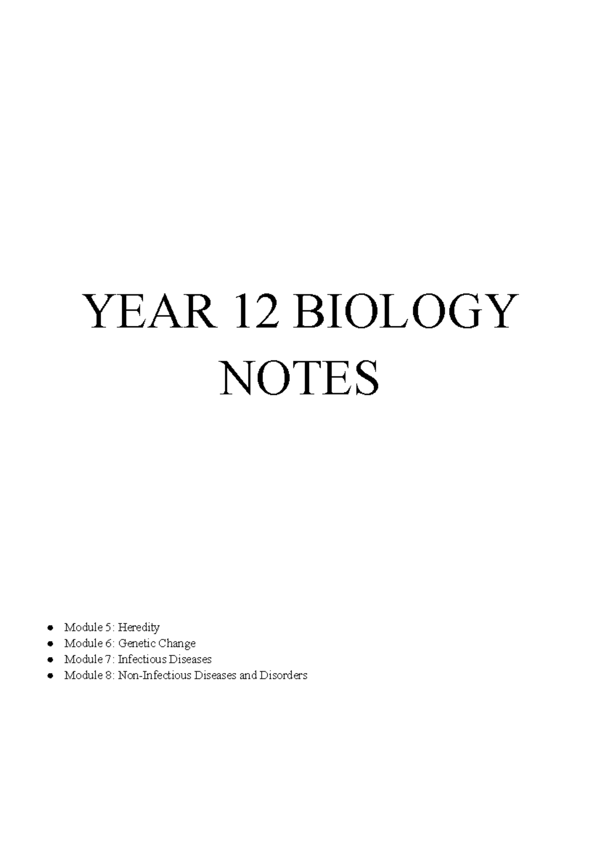 Year 12 Biology Notes: Heredity, Genetic Change & Diseases ...