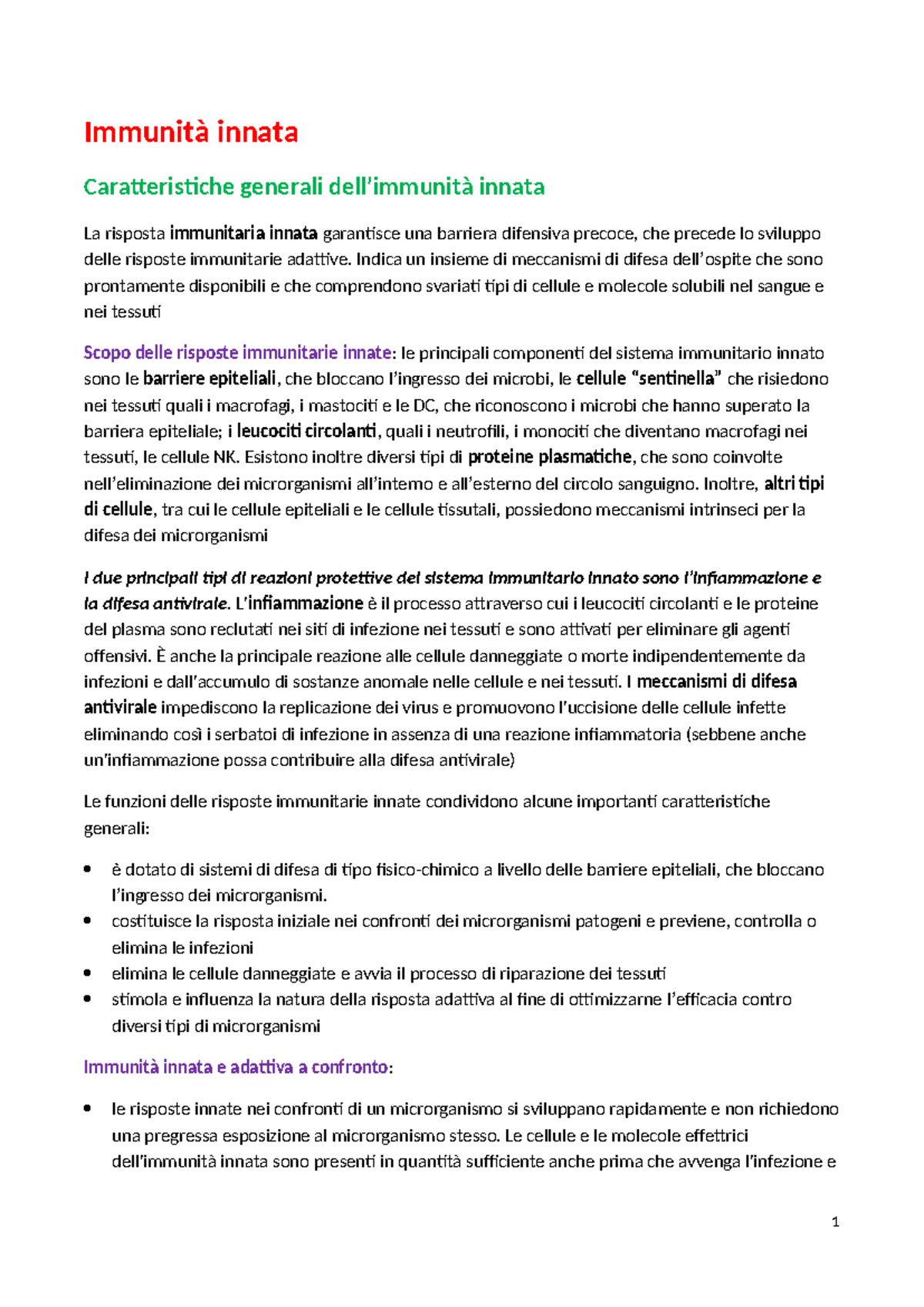 Riassunto Immunità Innata in Immunologia Cellulare e Molecolare (3 ...