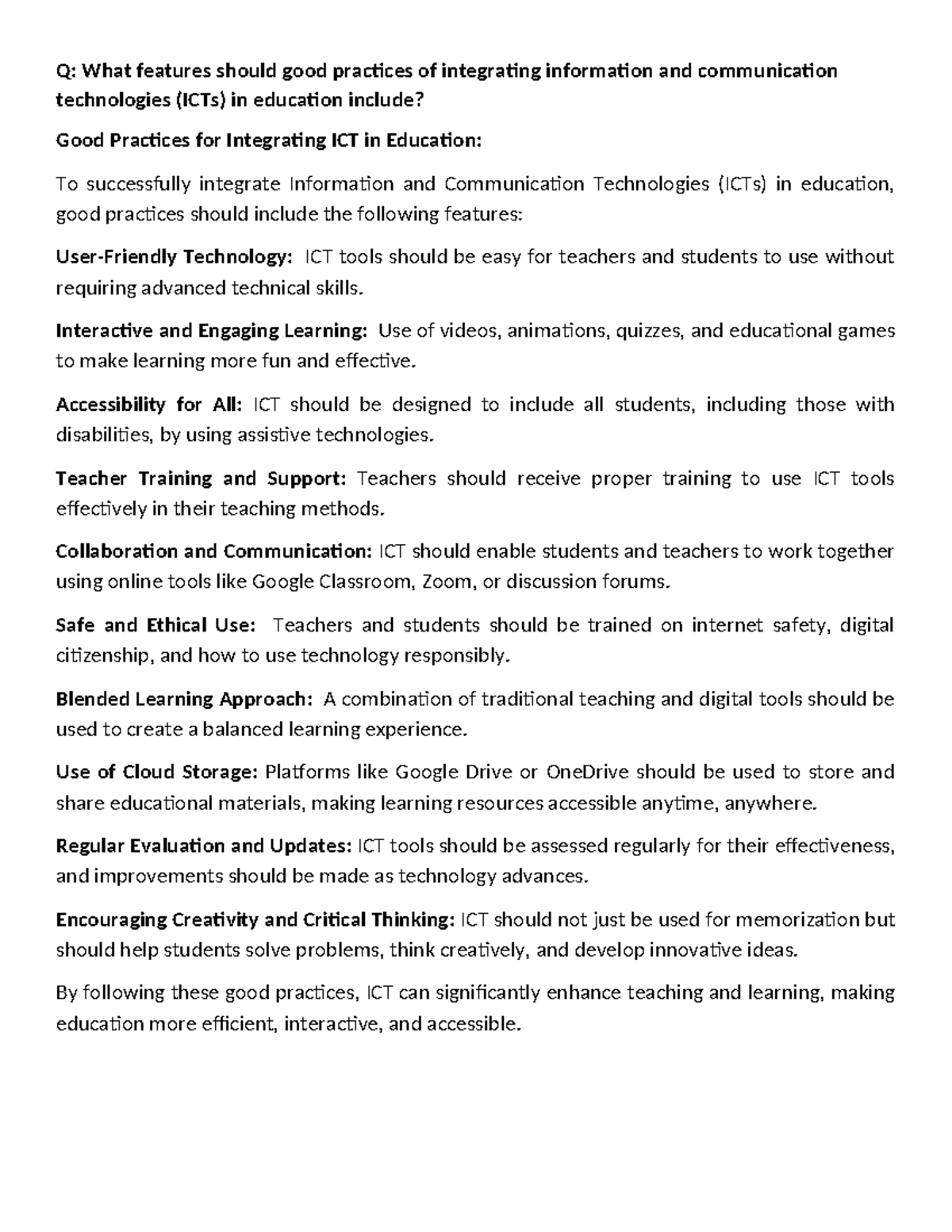 Good Practices and Competencies for ICT Integration in Education - Studocu