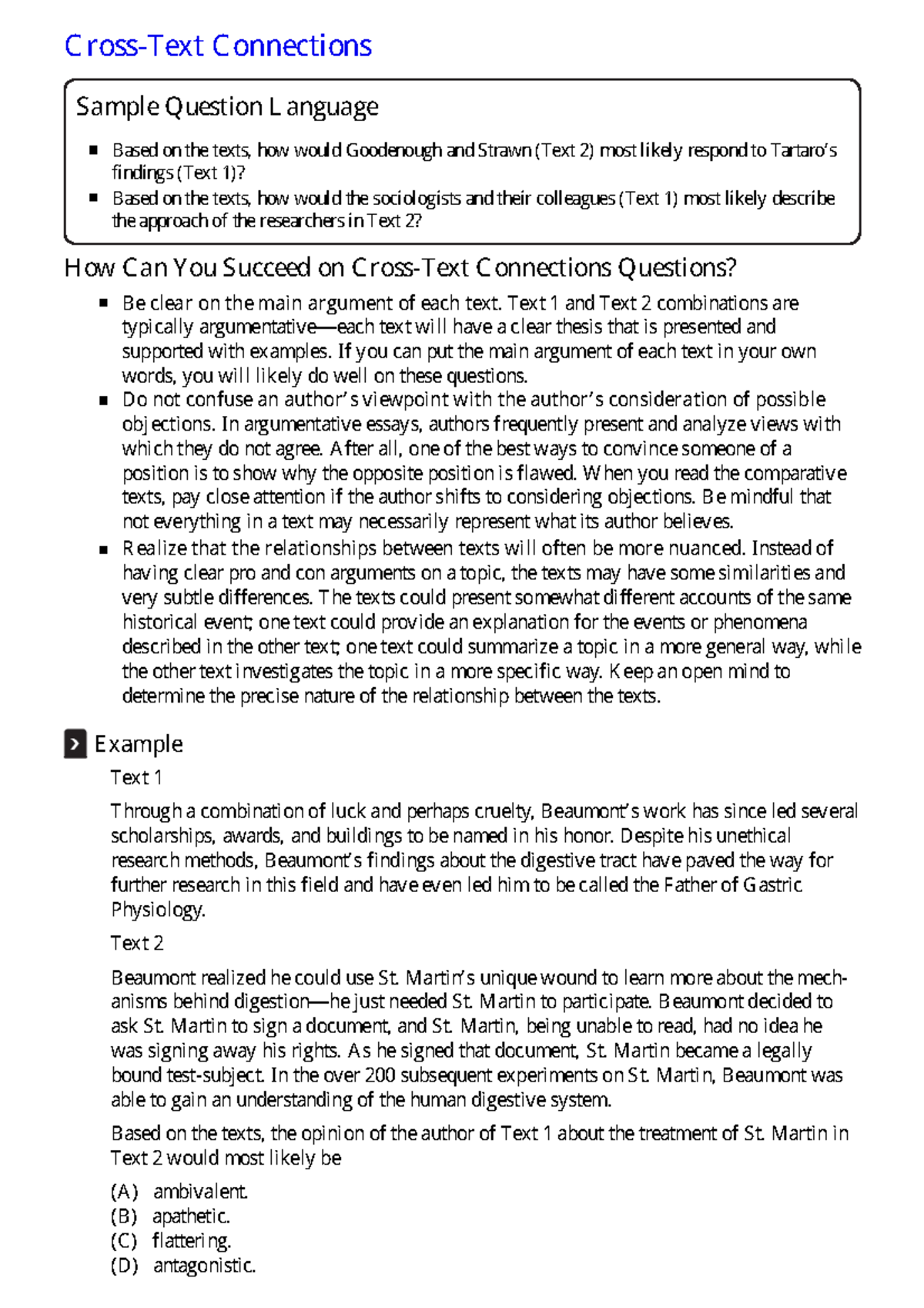 Approach to Cross-Text Connections - Cross-Text Connections Sample ...