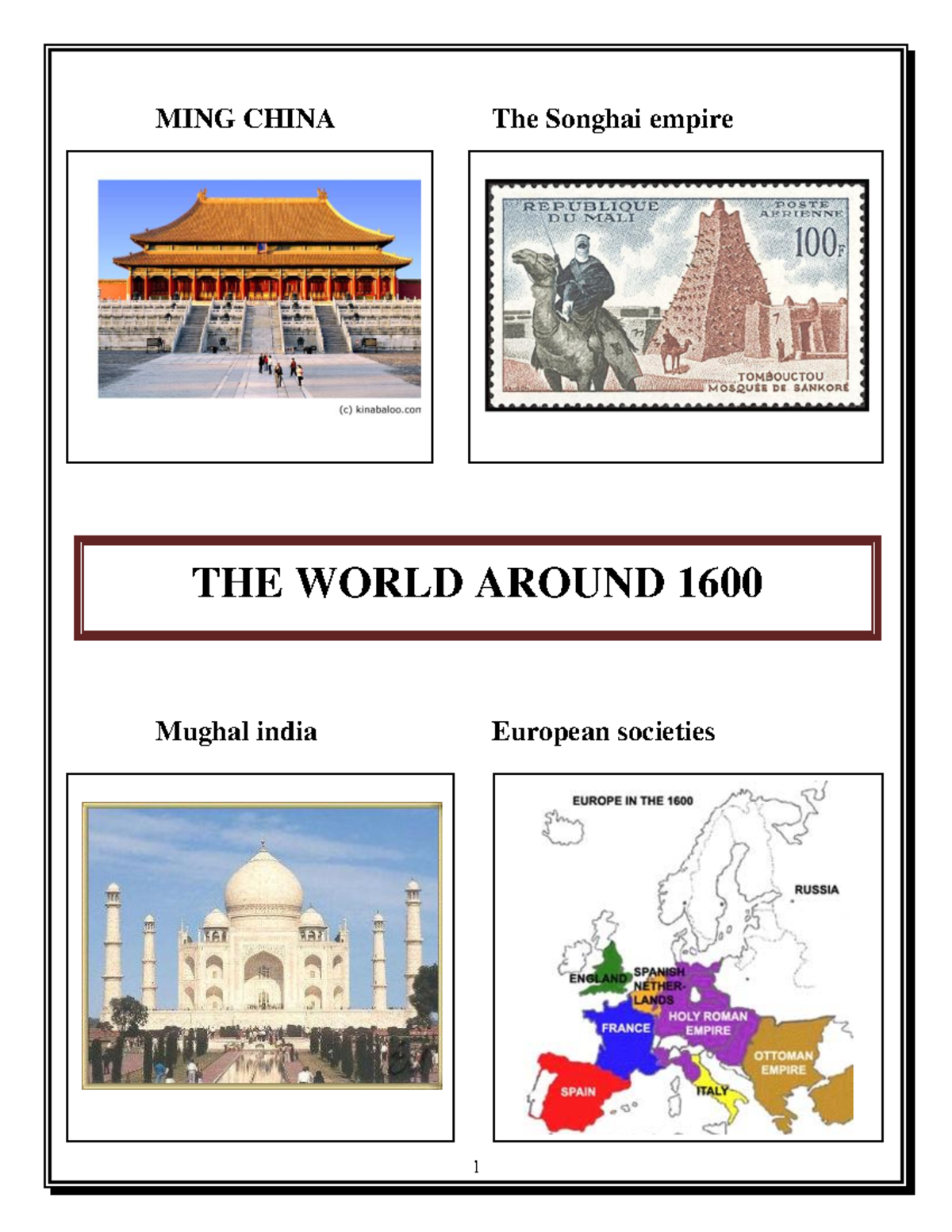 Grade 10 History: The World Cultures and Changes Around 1600 - Studocu