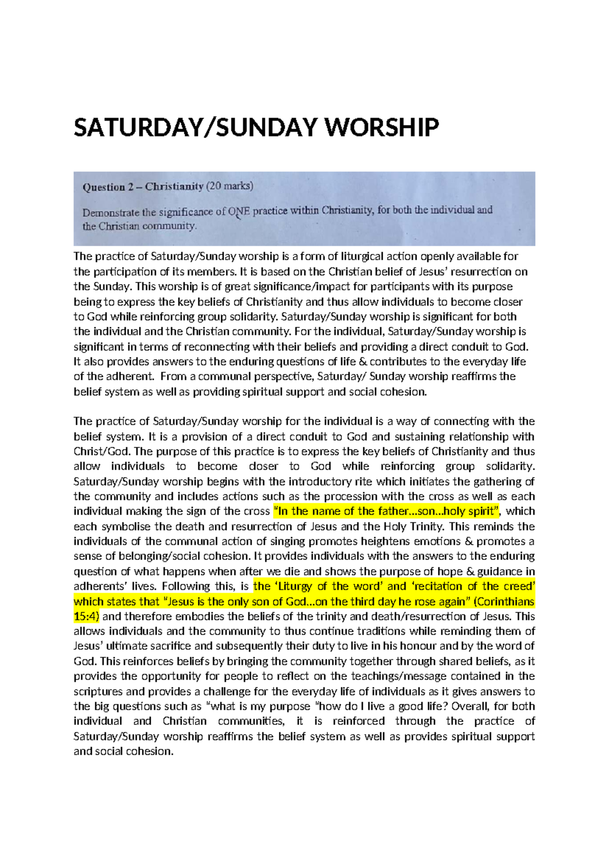 WORSHIP & PAUL OF TARSUS: Key Christian Practices & Teachings - Studocu