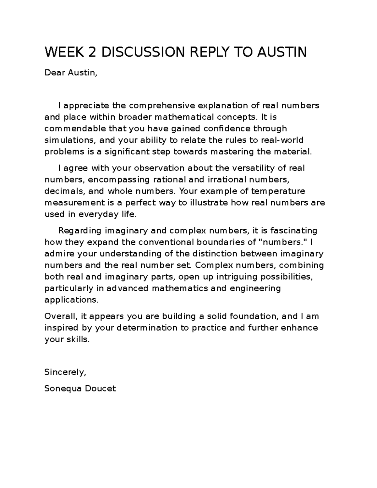WEEK 2 Discussion Reply TO Austin - WEEK 2 DISCUSSION REPLY TO AUSTIN ...