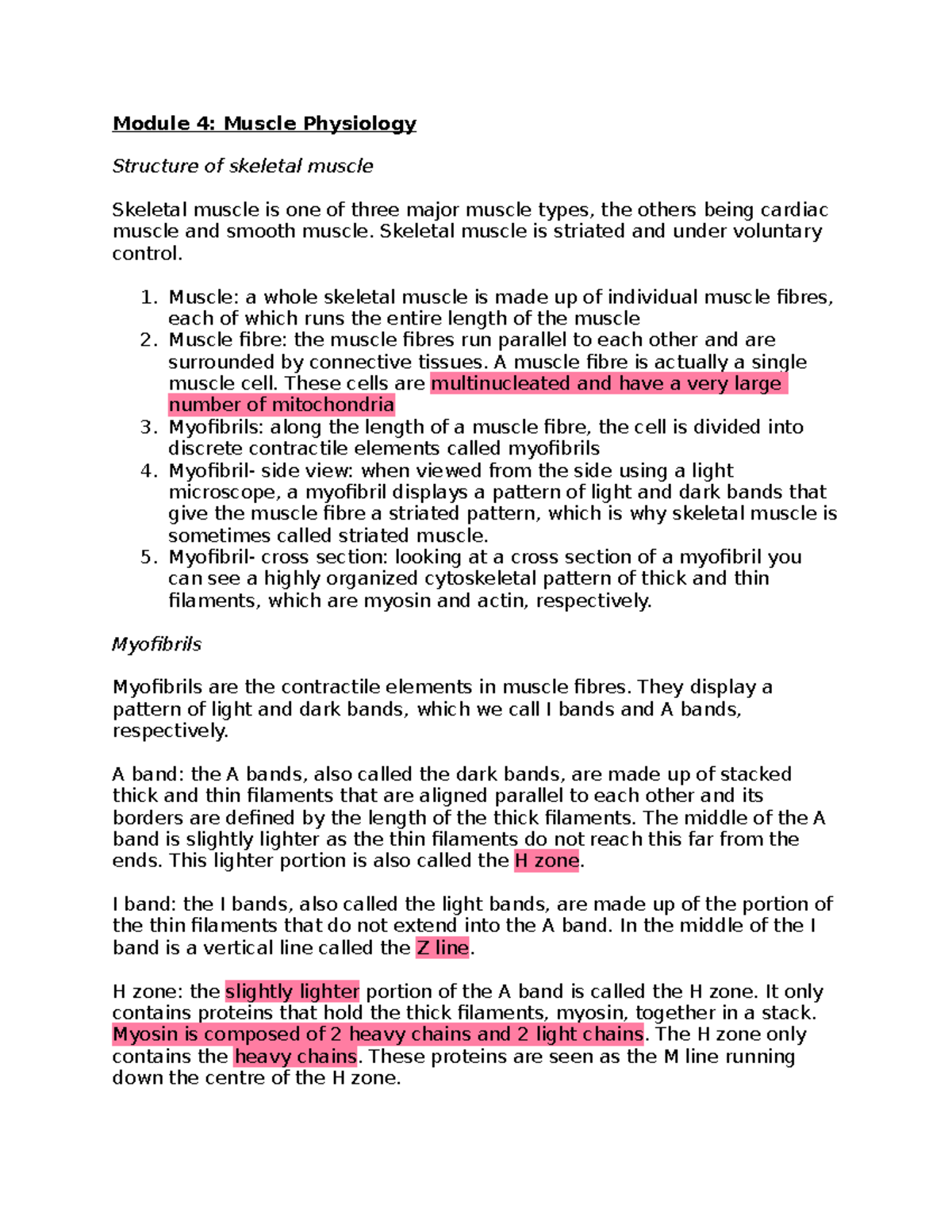 PHGY 215 Muscle Physiology - Module 4 Study Guide - Studocu