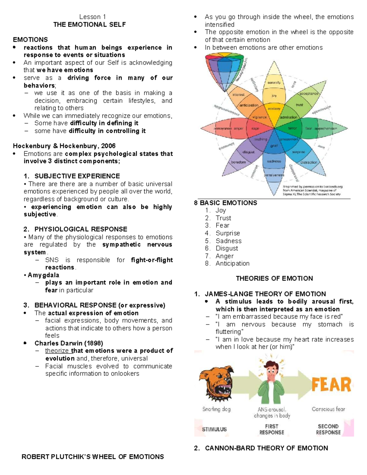 UTS Lesson 1: Understanding the Emotional Self and Emotions - Studocu