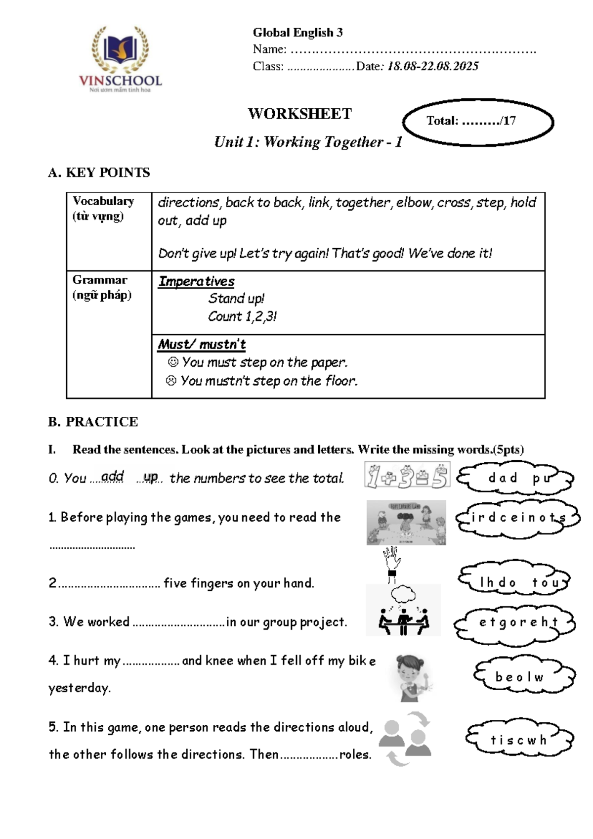 Global English 3: Unit 1 Worksheet - Working Together Activities - Studocu