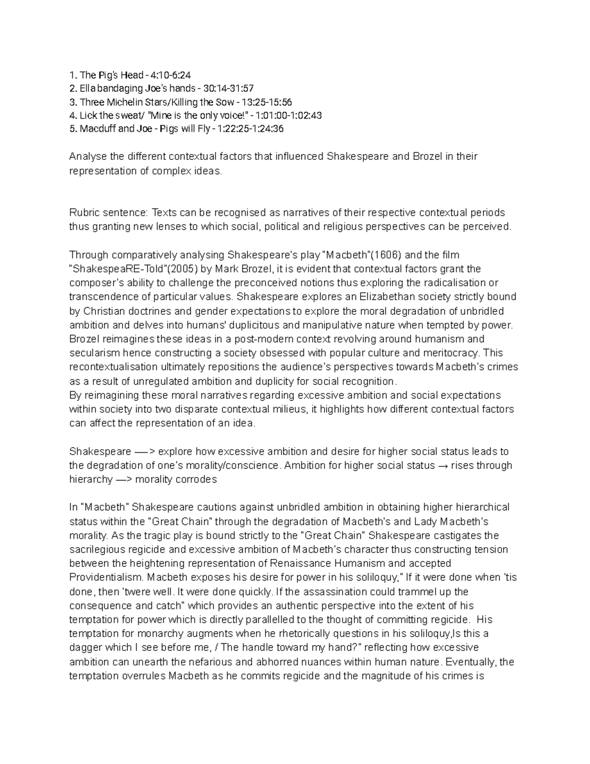 ENG 101: Comparative Analysis of Ambition in Shakespeare's Macbeth and ...