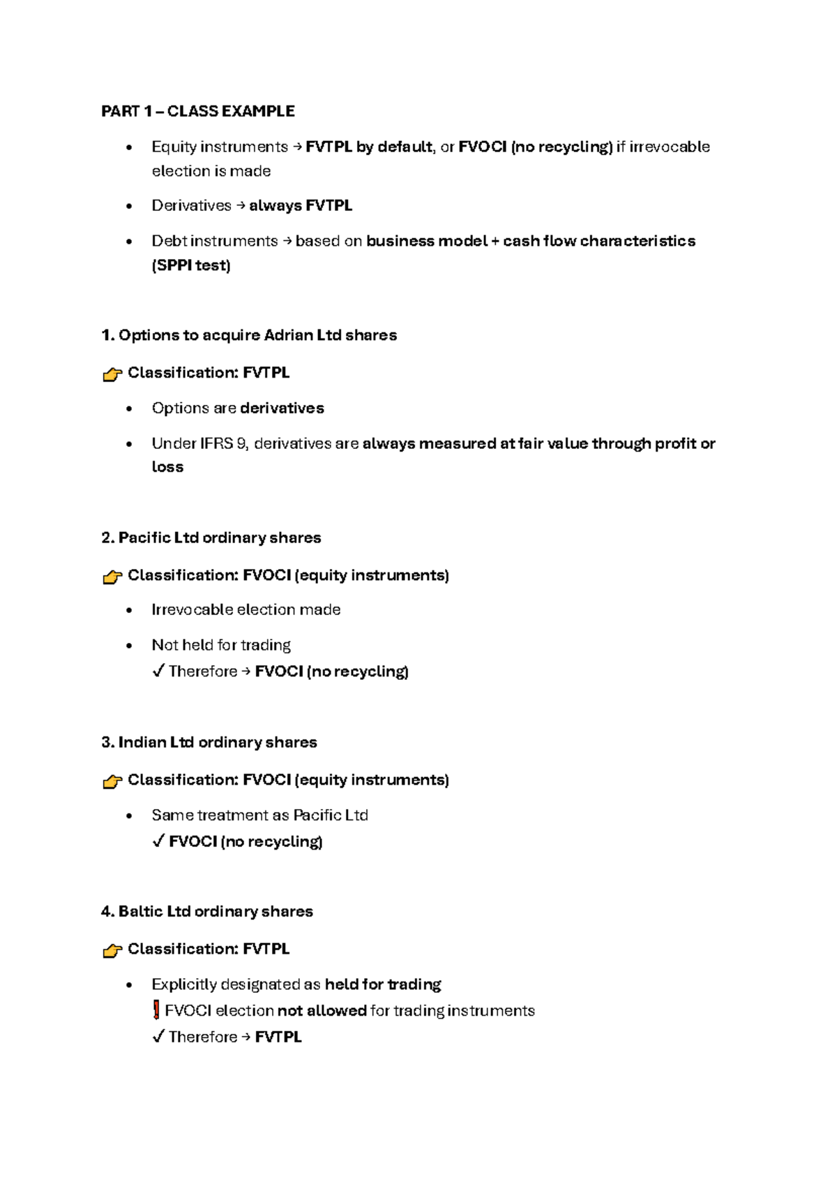 Class Example Solution: Equity Instruments & Derivatives Analysis ...