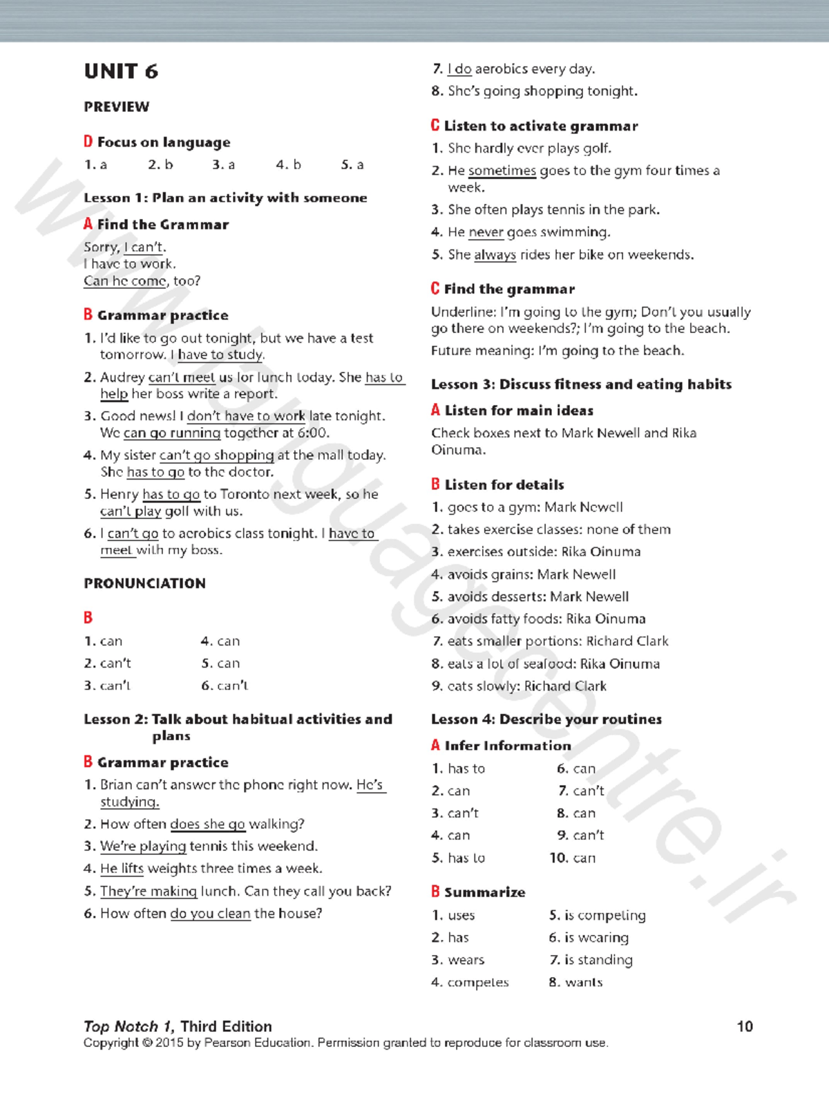Top Notch 1B SB Answer Key - Third Edition Guide - Studocu