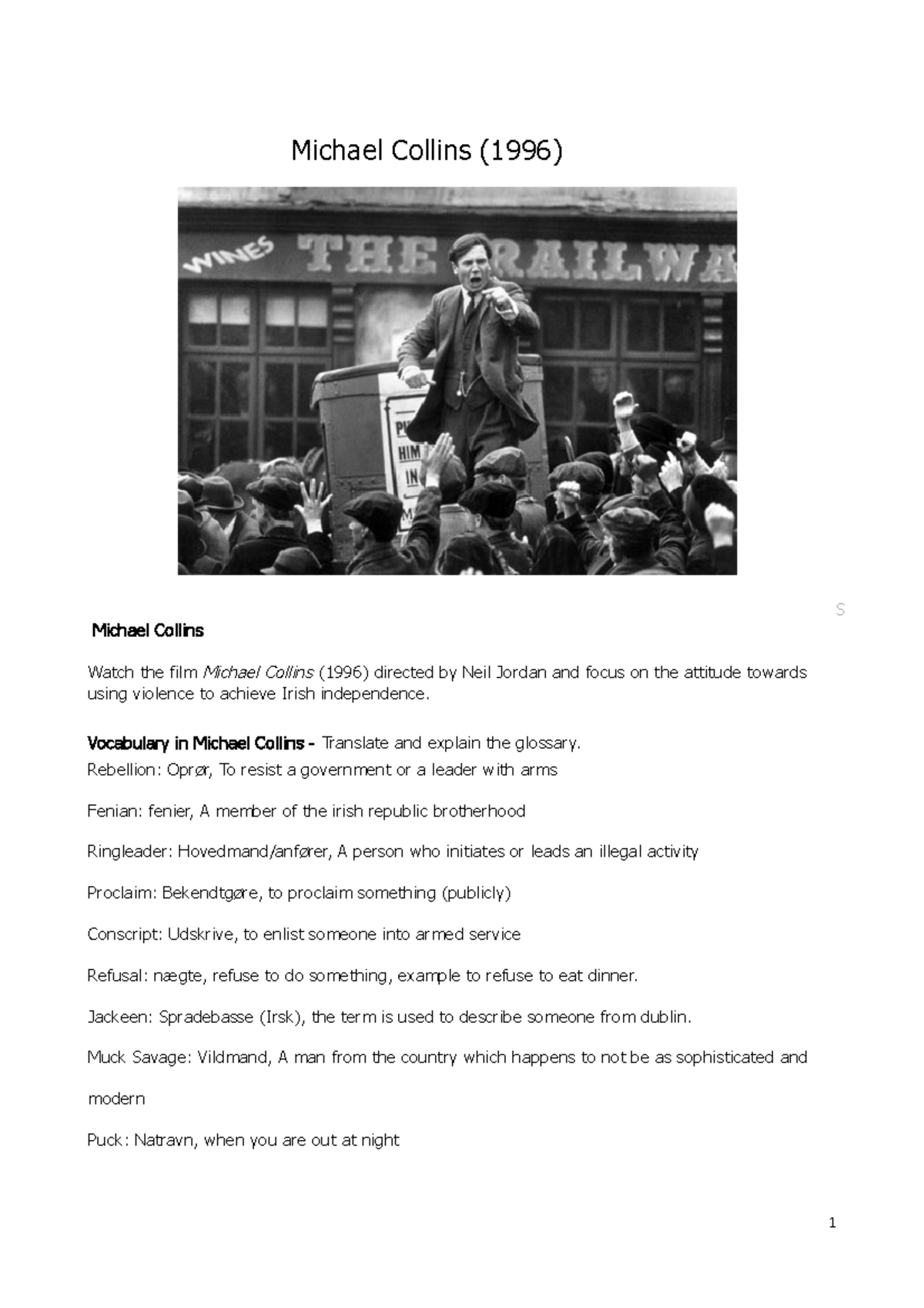 Michael Collins - Movie Questions - Michael Collins (1996) S Michael ...