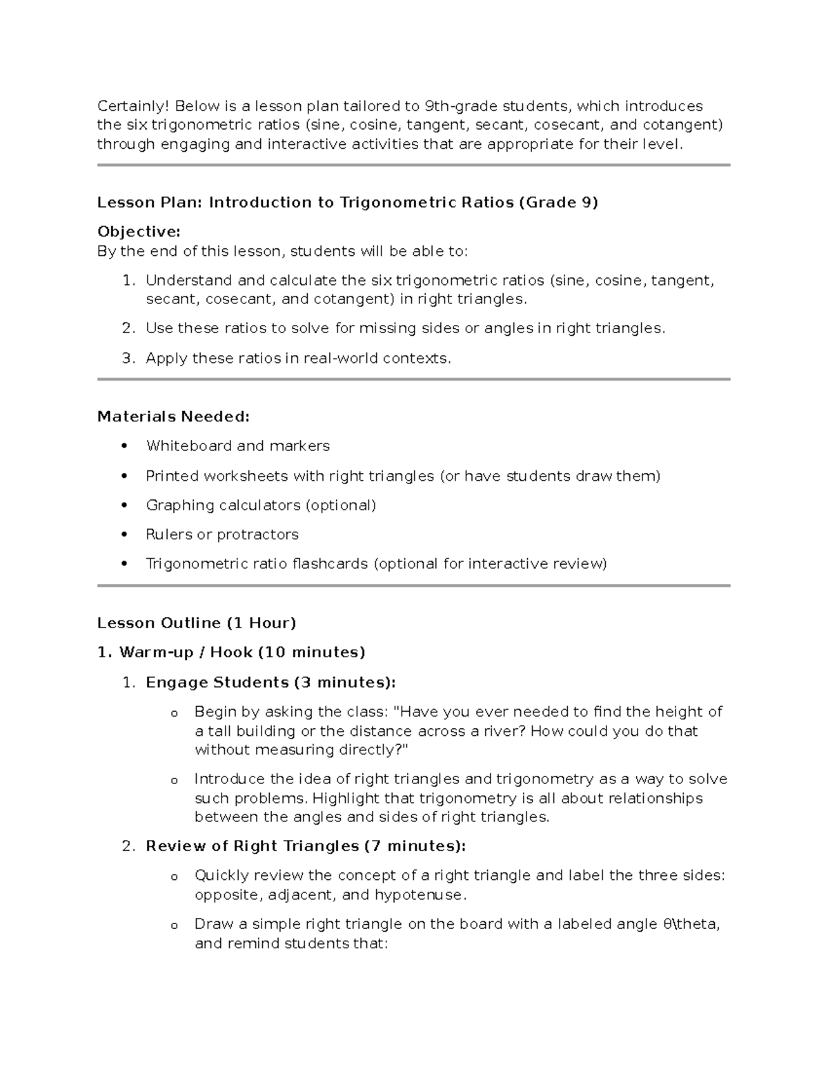 For reference only - Certainly! Below is a lesson plan tailored to 9th ...