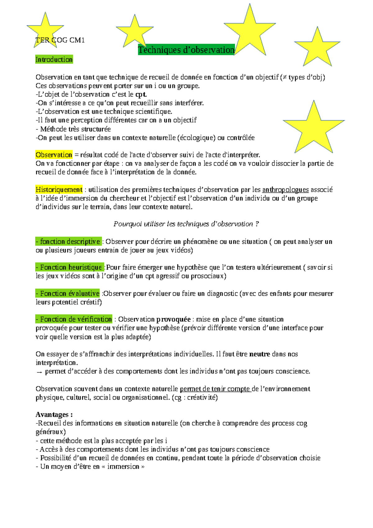COG TER Techniques d'Observation : Méthodes et Applications en ...