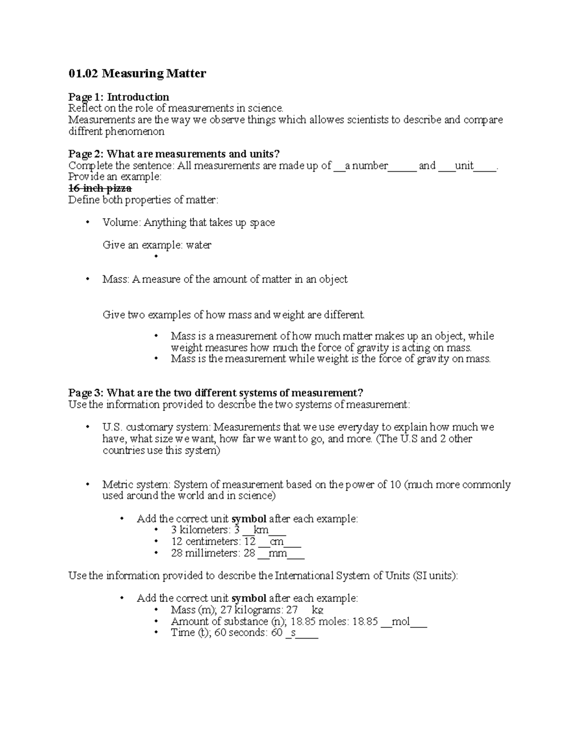 01 02 Journal: Understanding Measurements and Units in Science - Studocu