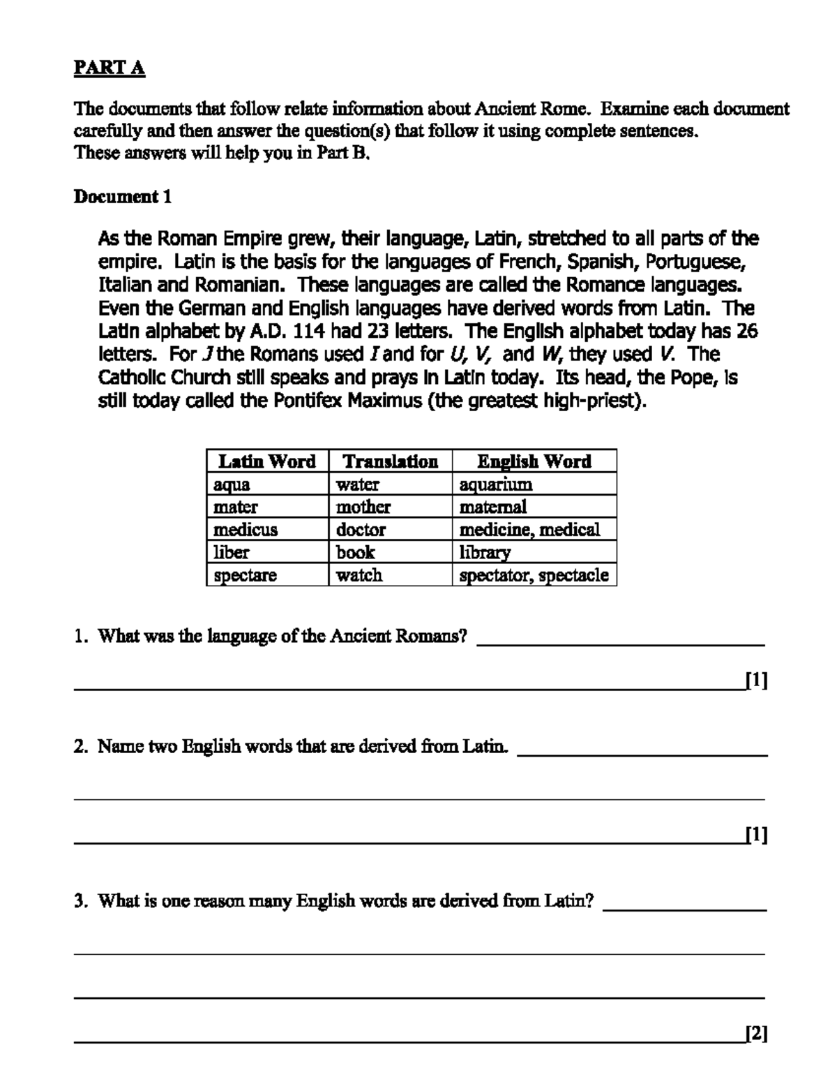 Ancient Rome Achievements: DBQ Analysis and Questions - Studocu