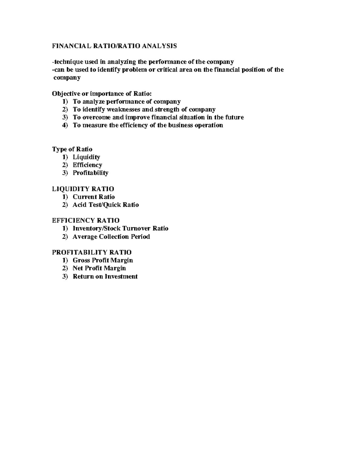 Chapter Financial Ratio - Accounting - UiTM - Studocu
