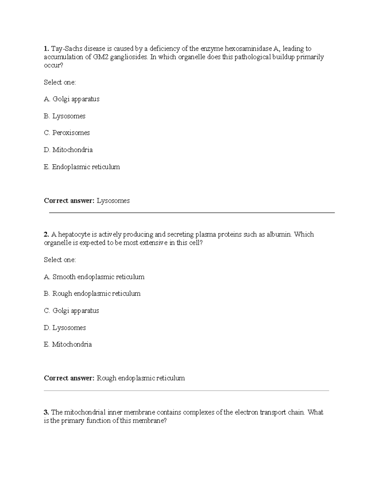 Cell Biology Exam Review: BIOL 2021 - Organelle Functions & Disorders ...