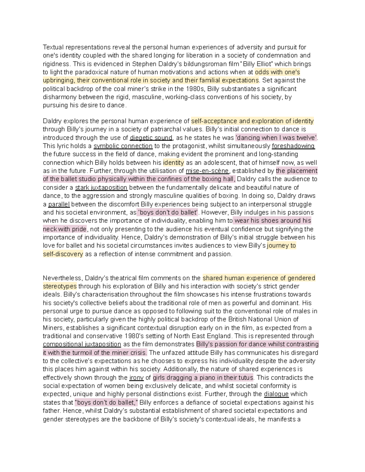 Common Mod - Billy Elliot Essay: Exploring Identity & Gender ...