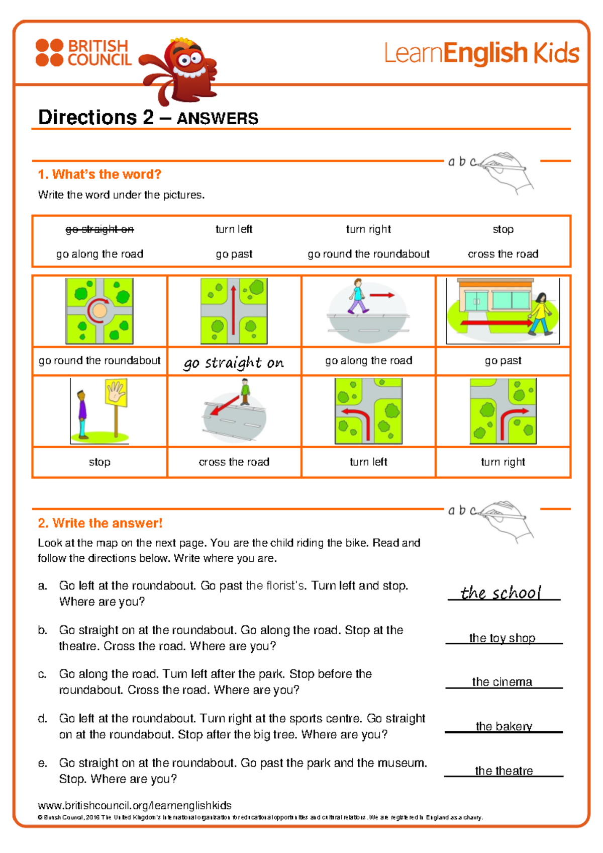 Directions 2: Worksheets Answers for Map Navigation Activities - Studocu