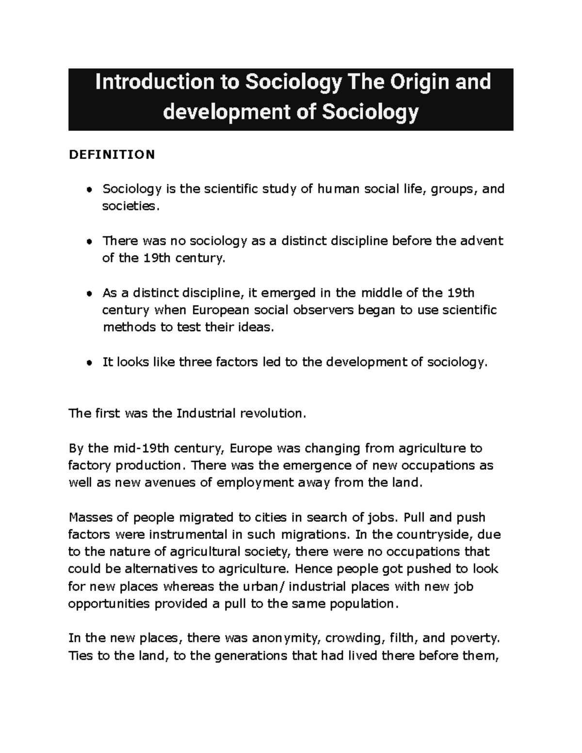 Sociology as a Social Science - Introduction: The word sociology is ...