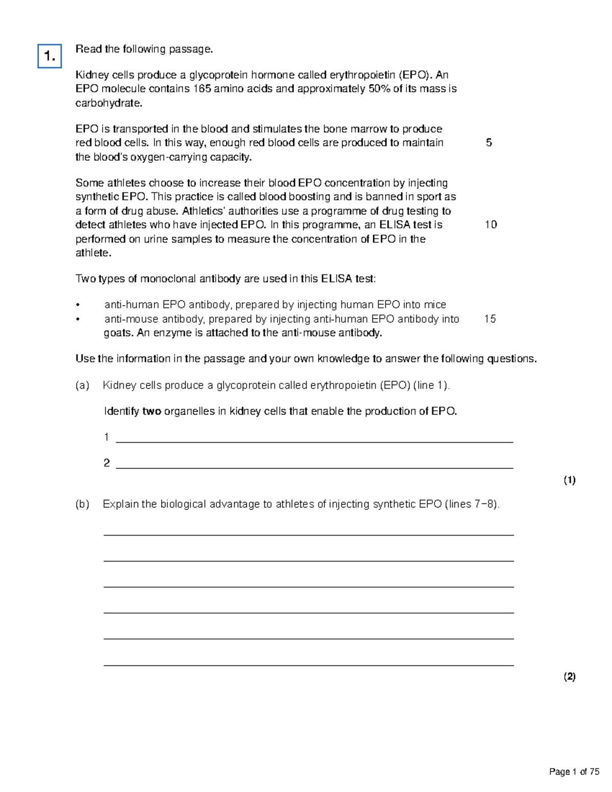 EPO Production and ELISA Testing: Biology Study Notes (BIO101) - Studocu