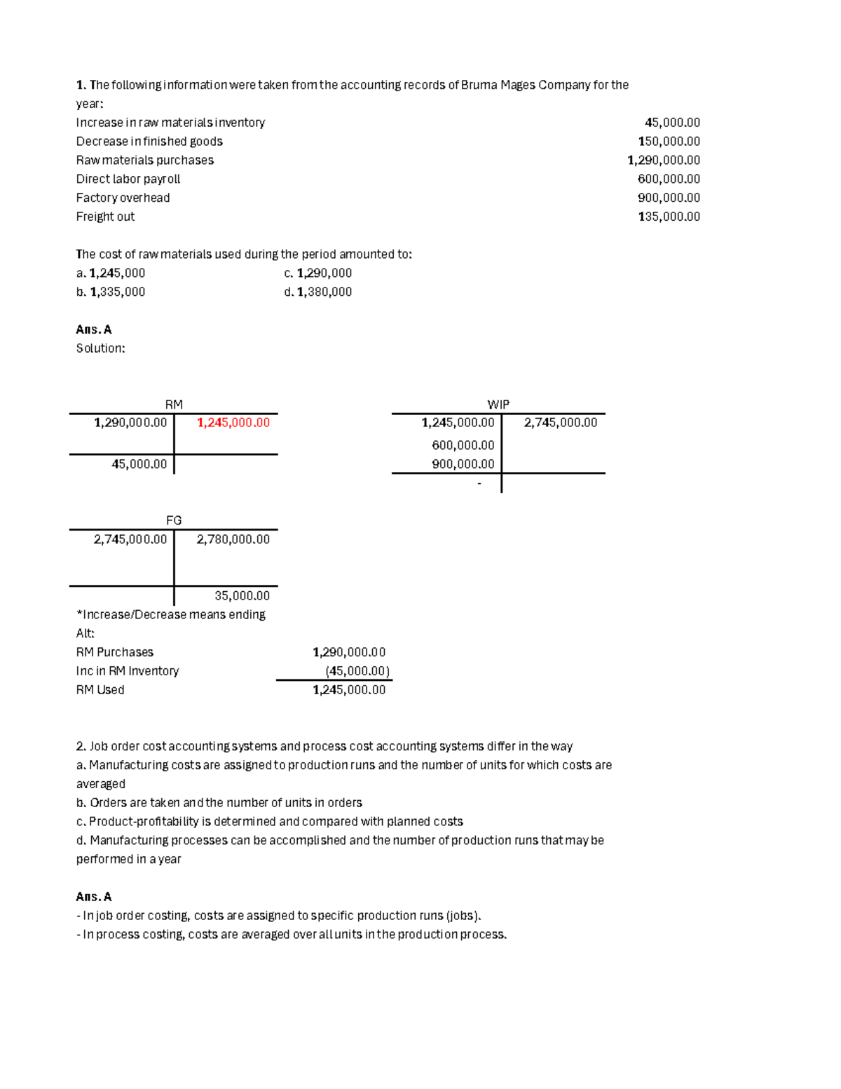 Accounting Notes: Job Order & Process Costing - ACCT101 - Studocu