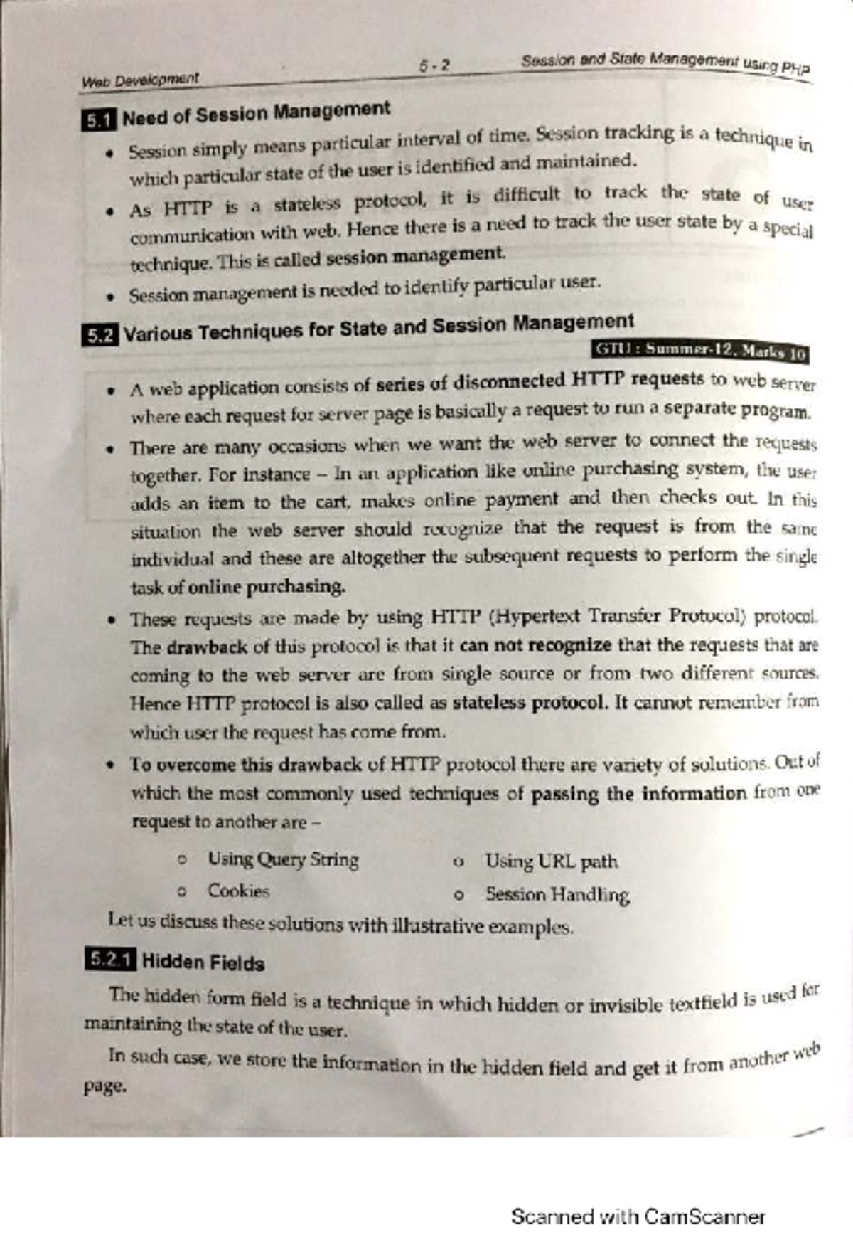 Session and State Management Techniques in PHP Web Development (WD CH-5) - Studocu