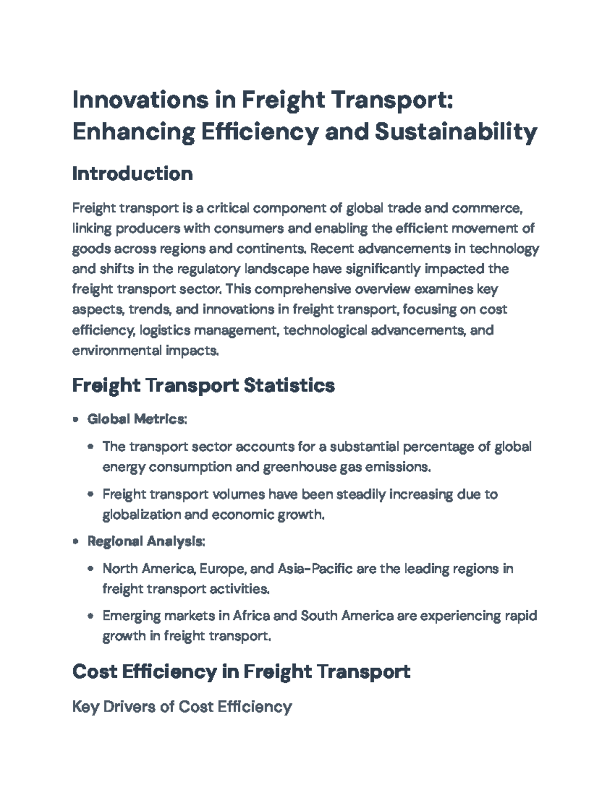 Innovations in Freight Transport: Enhancing Efficiency & Sustainability ...