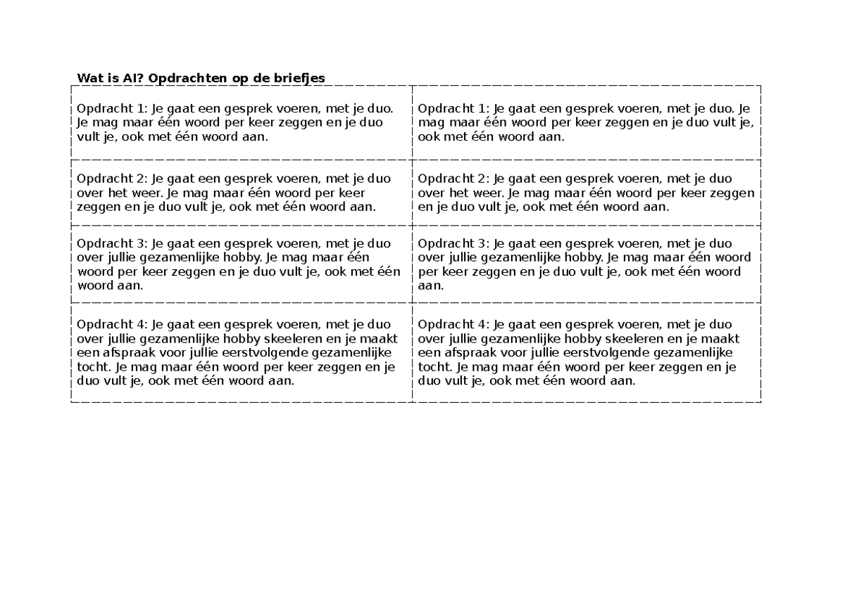 Werkvorm: AI Gesprekken met Duo-opdrachten - Studeersnel