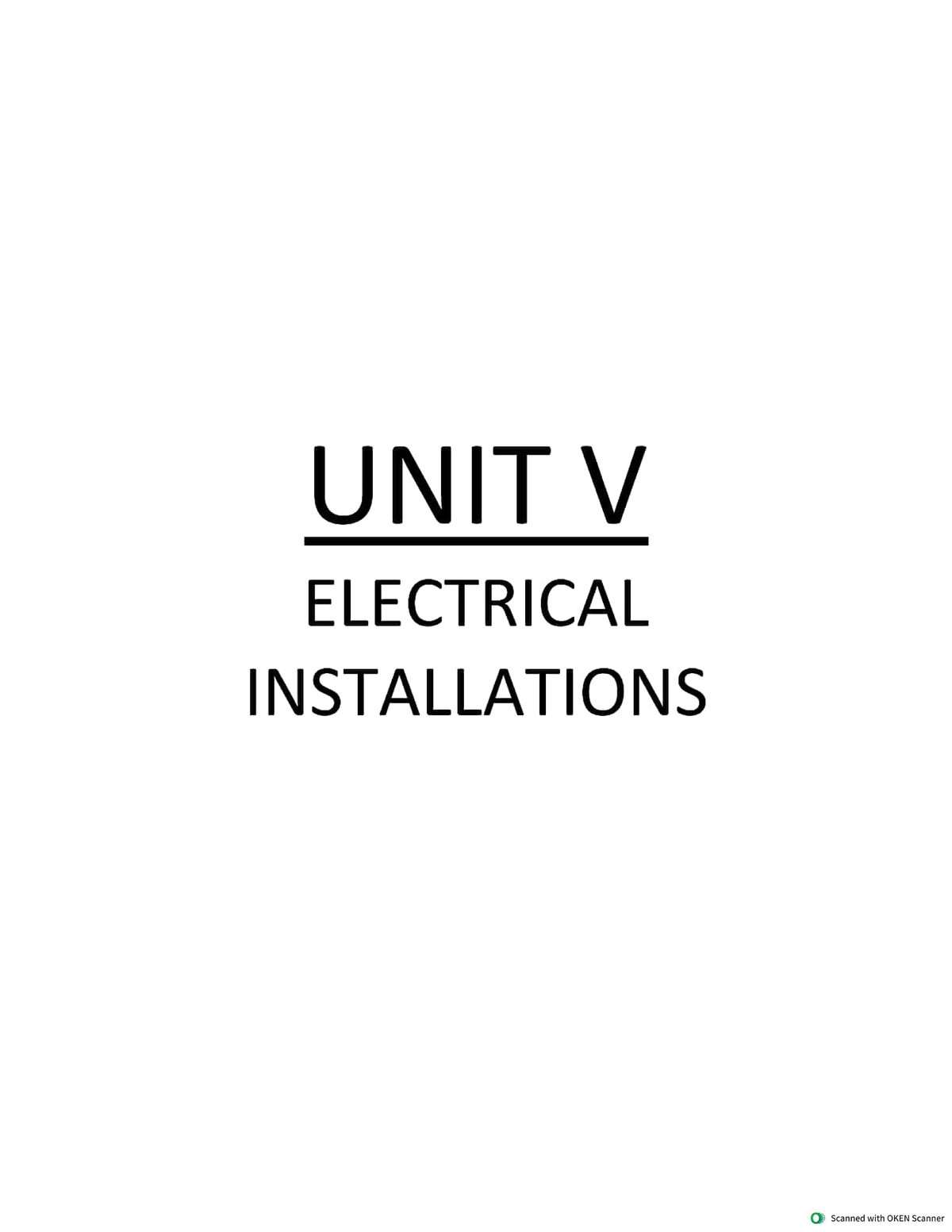 BEE Electrical Installation Notes: Unit V Overview and Key Concepts ...