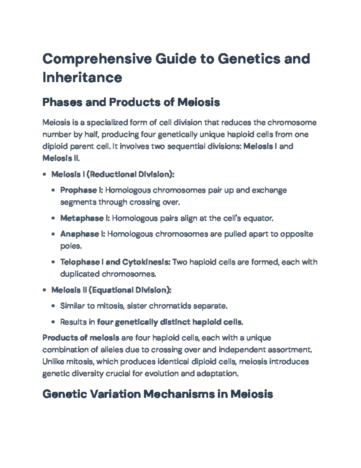 Genetics & Inheritance Overview: Meiosis, Variation, & Patterns (BIO101 ...