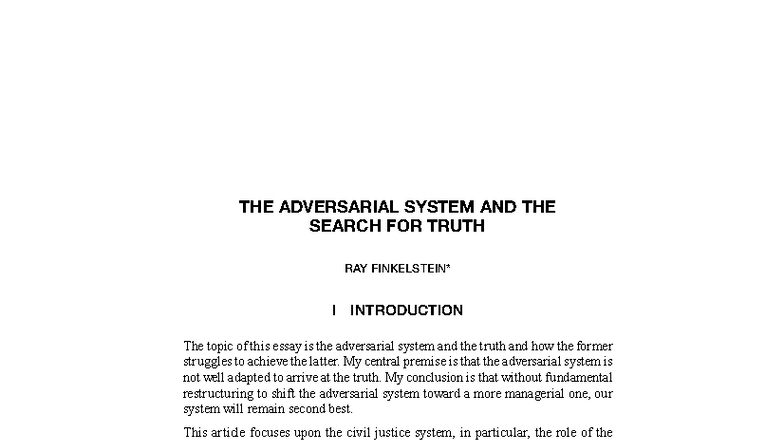 Adversarial nature - Futher reading material - THE ADVERSARIAL SYSTEM ...