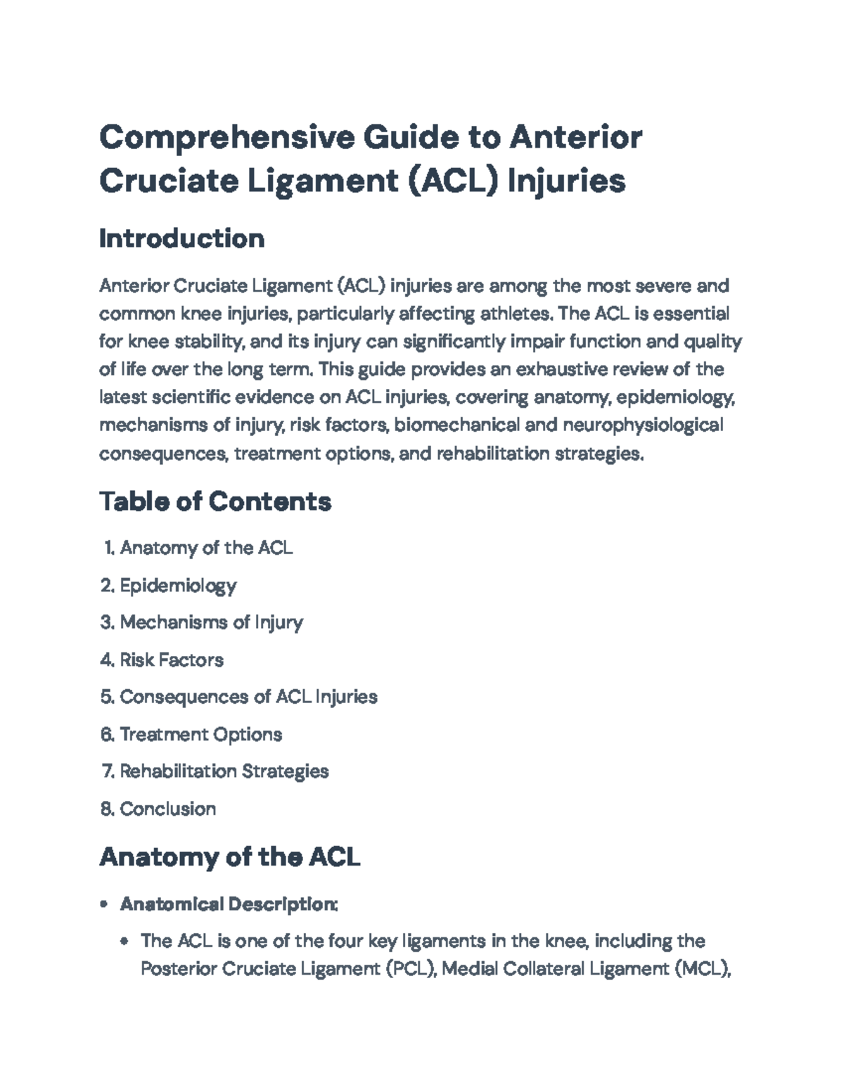 Comprehensive Guide on ACL Injuries and Rehabilitation Techniques ...