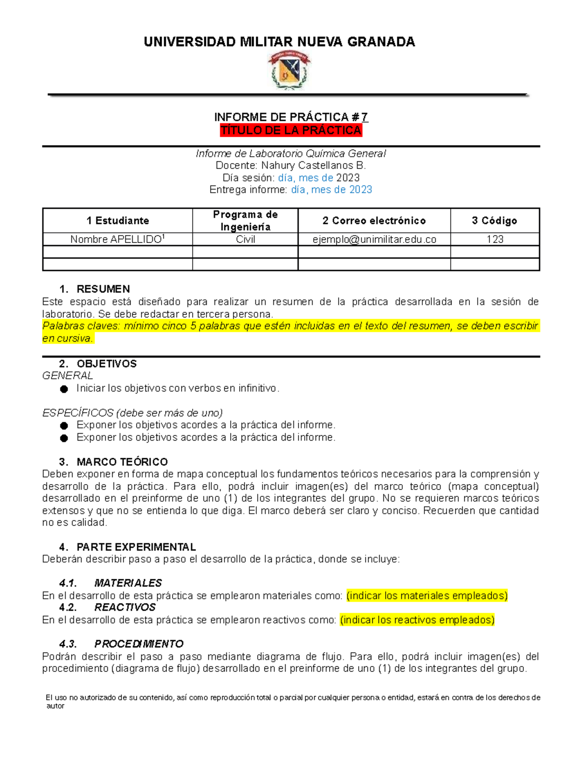 Formato Informe Practica 7 - INFORME DE PRÁCTICA # 7 TÍTULO DE LA PRÁCTICA Informe de ...