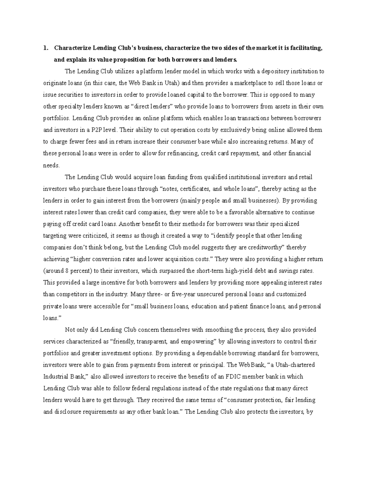 Case Study 2: Understanding Lending Club's P2P Lending Mechanism - Studocu