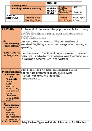 2024 LS G6 NMP Q1 W5 D2 - NMP Lesson Plan - 6 Quarter 1 Week 5 NATIONAL ...