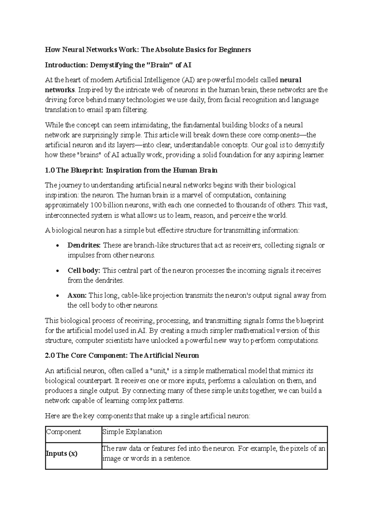 Understanding Neural Networks: A Beginner's Guide to AI Basics - Studocu