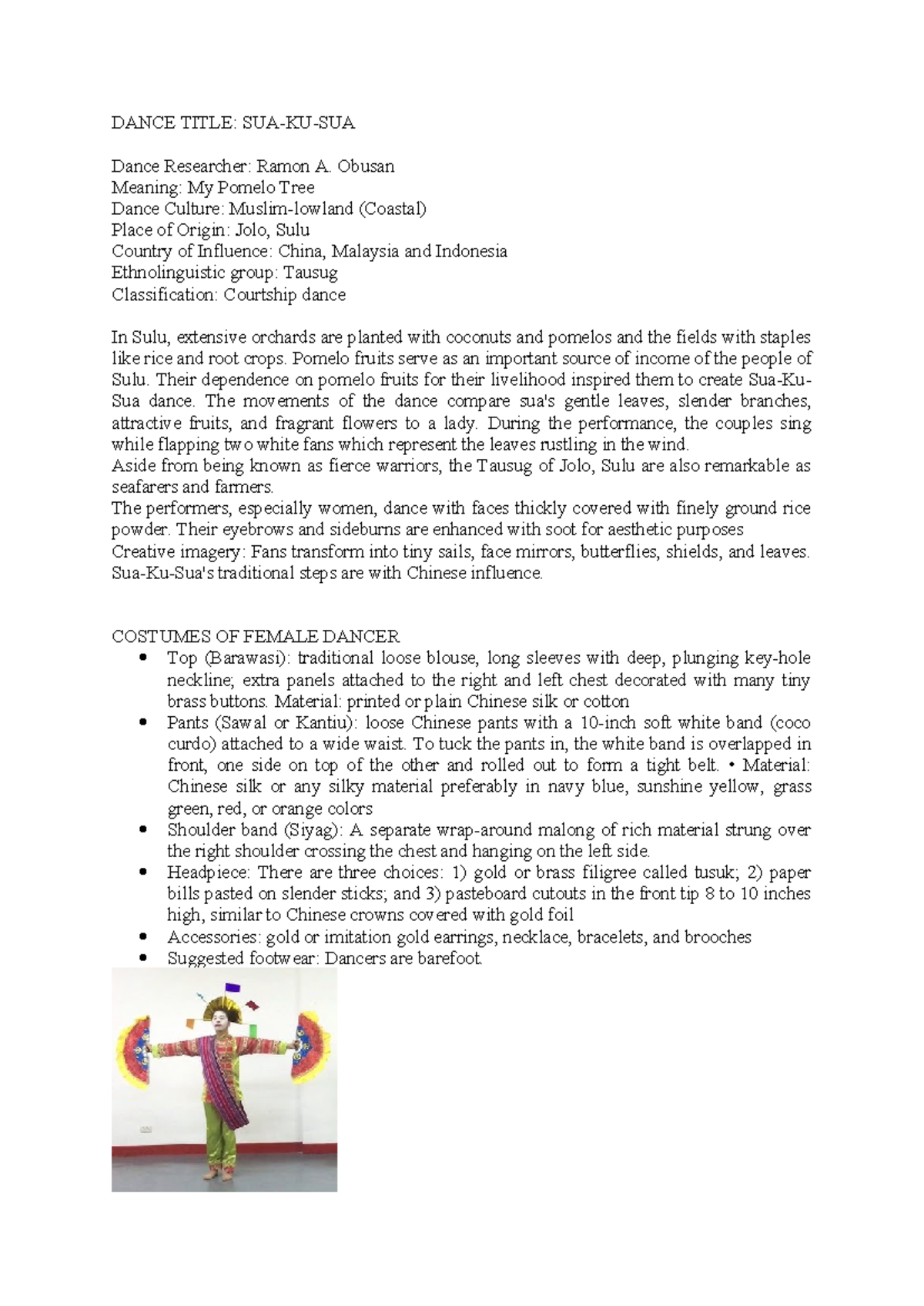 Module SUA KU SUA - PHILIPPINE FOLK DANCE: Analysis & Performance Guide ...