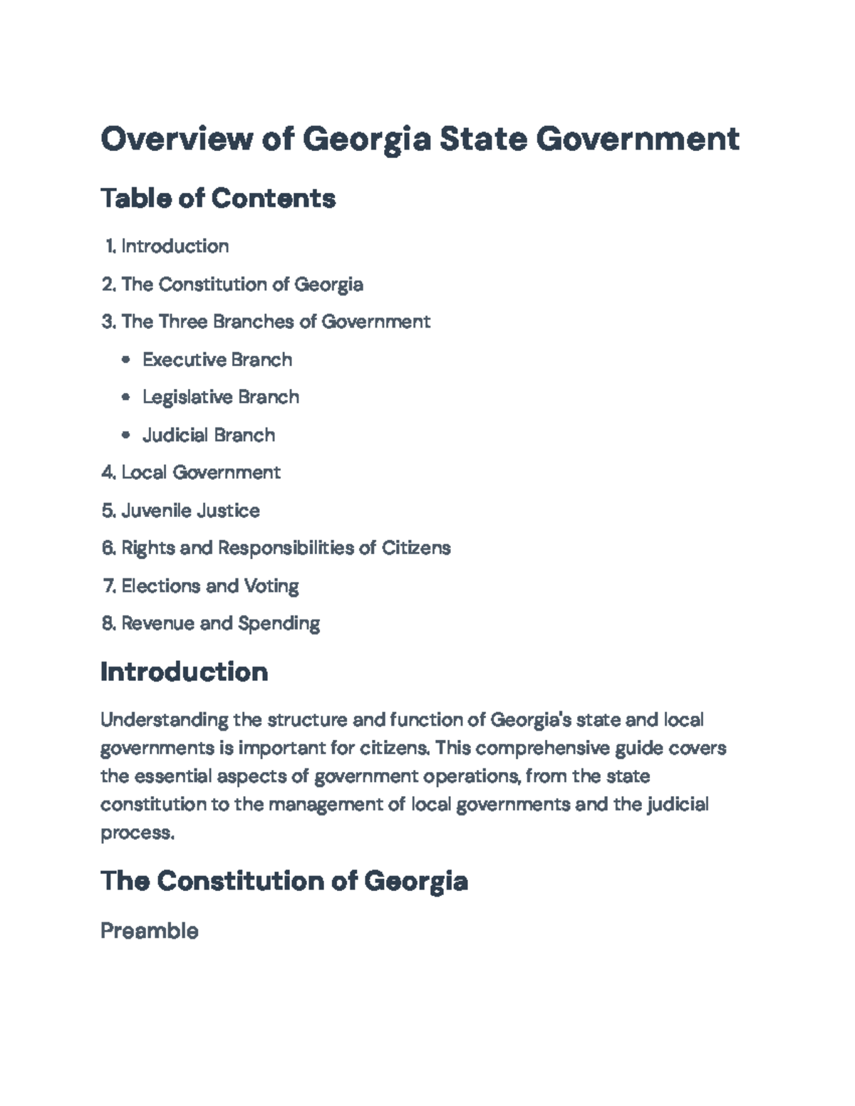 Overview of Georgia State Government: Structure & Functions - Overview ...