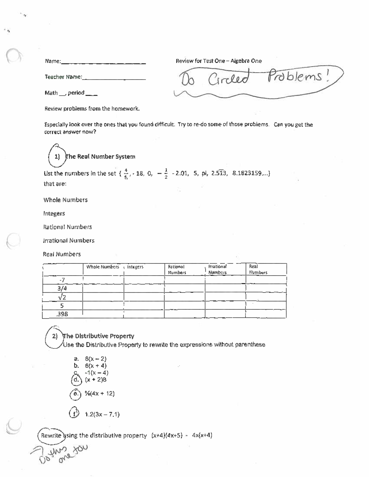 Algebra I Review for Test 1: Key Concepts & Problem Sets - Studocu