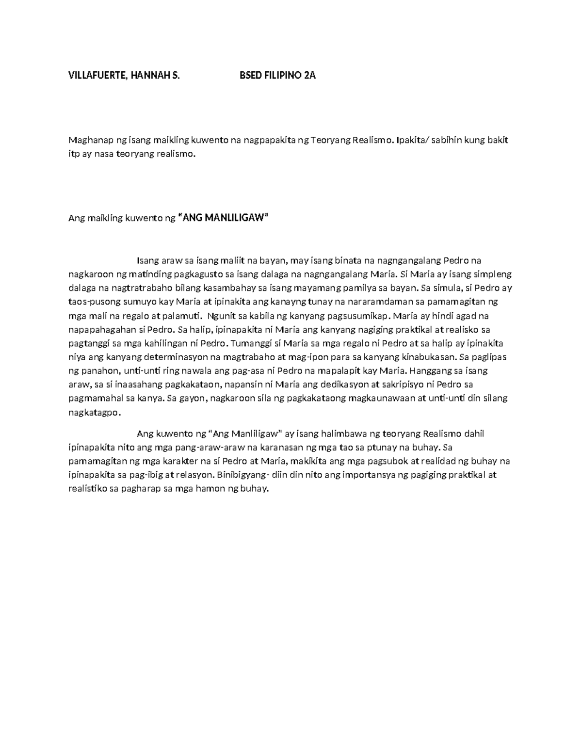 Teoryang Realismo sa Kuwentong "Isang Araw sa Isang Maliit na Bayan ...