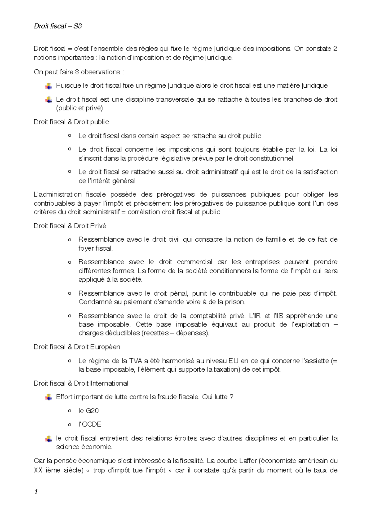 Droit Fiscal en L2 AES S3 : Concepts Clés et Observations Importantes ...
