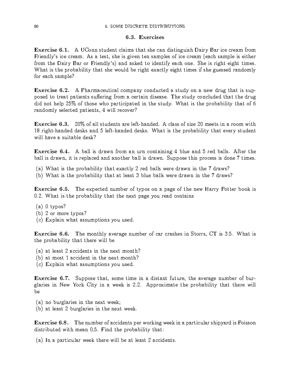 Chapter 6 Probability: Discrete Distributions Exercises - Studocu