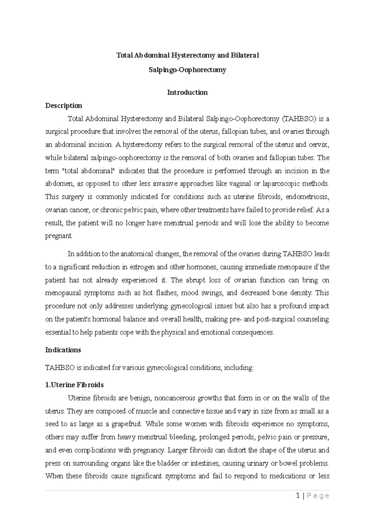 TAHBSO: Comprehensive Overview and Nursing Care Plan - Studocu