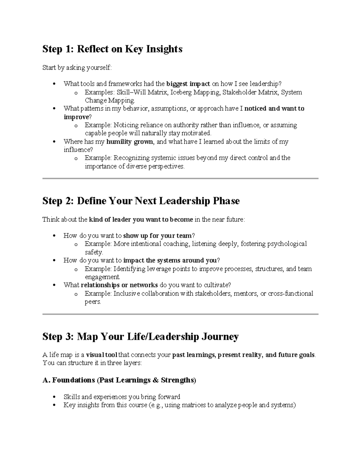Leadership Qual Reflection and Future Development Plan - Studocu