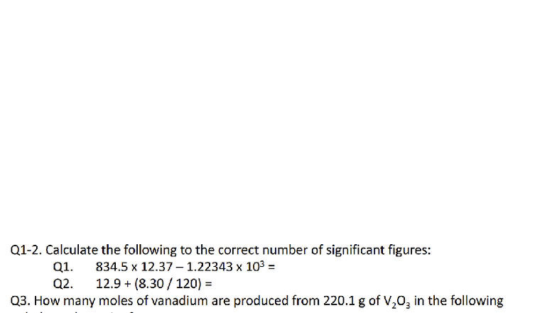 Significant Figures & Moles Calculation: Chem 101 Practice Problems ...