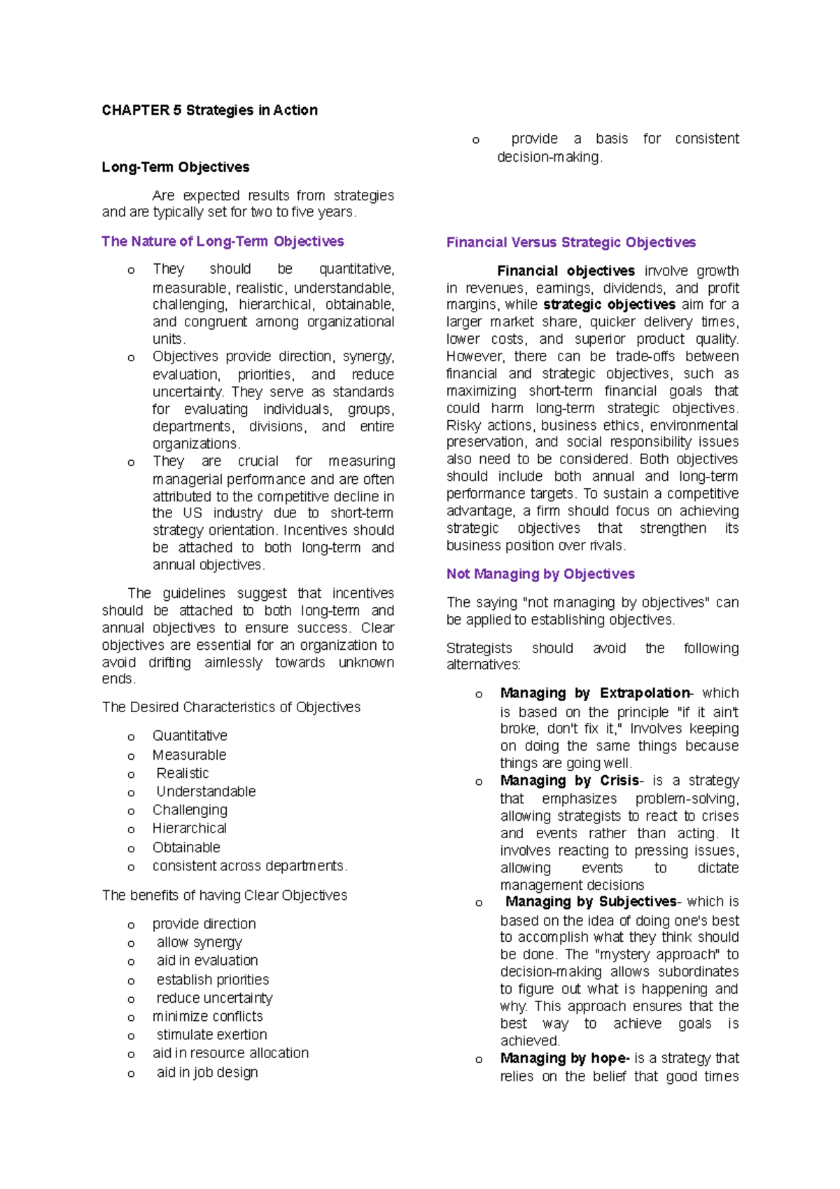 Chapter 5: Strategies in Action for Strategic Management Analysis - Studocu