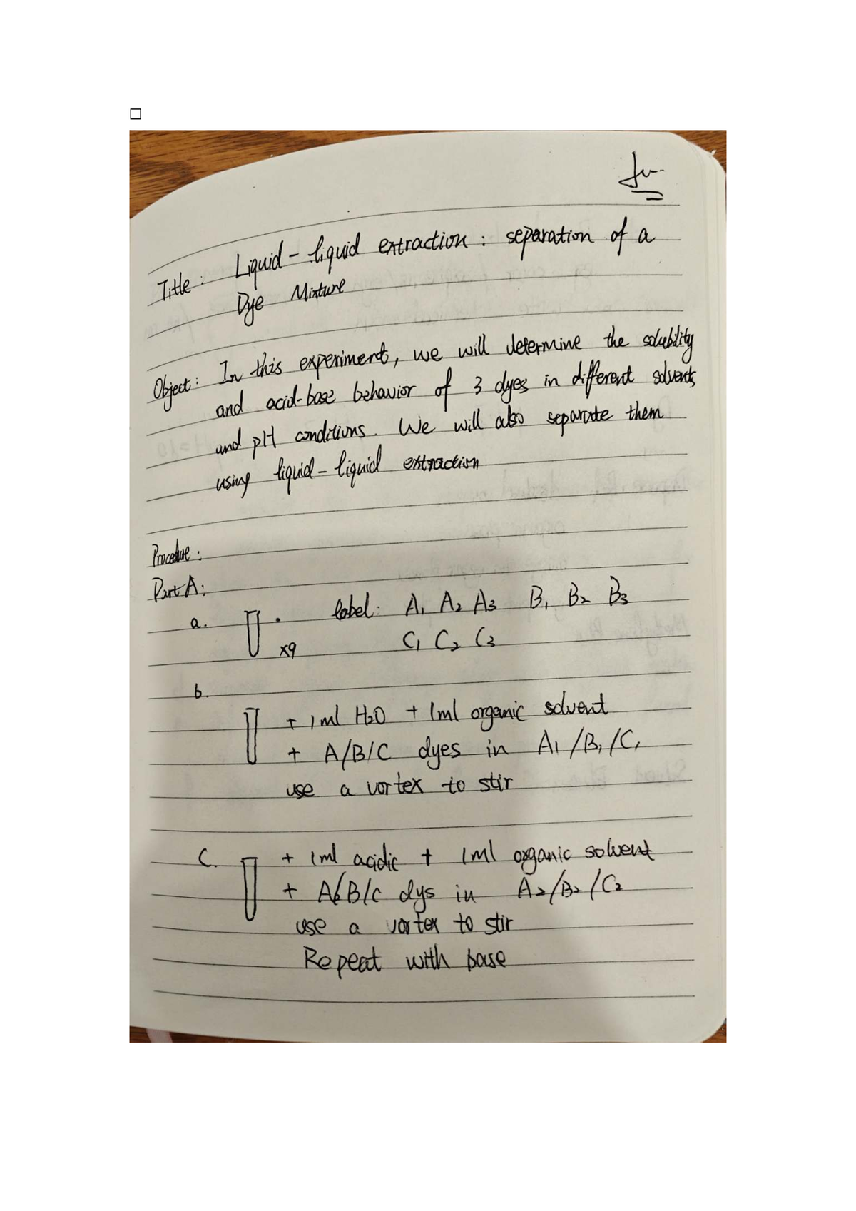 Lab 3 - Liquid-Liquid Extraction of Dye Mixture (CHEM 363) - Studocu